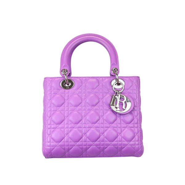 Christian Dior Medium Lady Dior Lambskin Purple SHW – Bag Religion