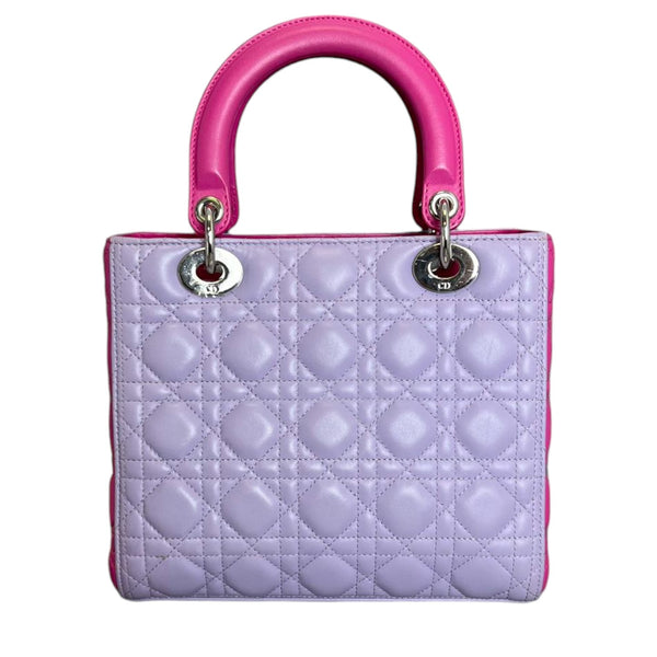 Christian Dior Bi-Color Lady Dior Medium Lambskin Purple Pink SHW – Bag ...