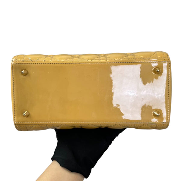 Christian Dior Lady Dior Medium Metallic Patent Yellow GHW – Bag Religion
