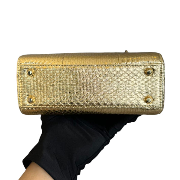 Christian Dior Lady Dior Mini Python Quilted Gold GHW – Bag Religion