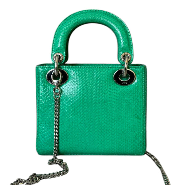 Christian Dior Lady Dior Mini Python Quilted Green SHW – Bag Religion