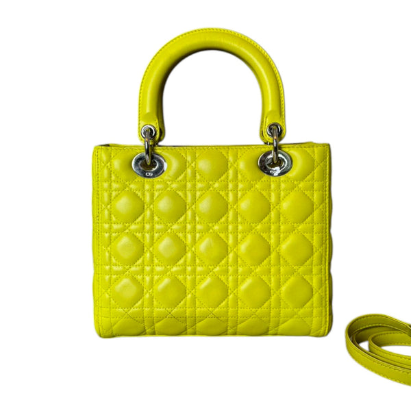 Christian Dior Lady Dior Medium Lambskin Quilted Yellow SHW – Bag Religion