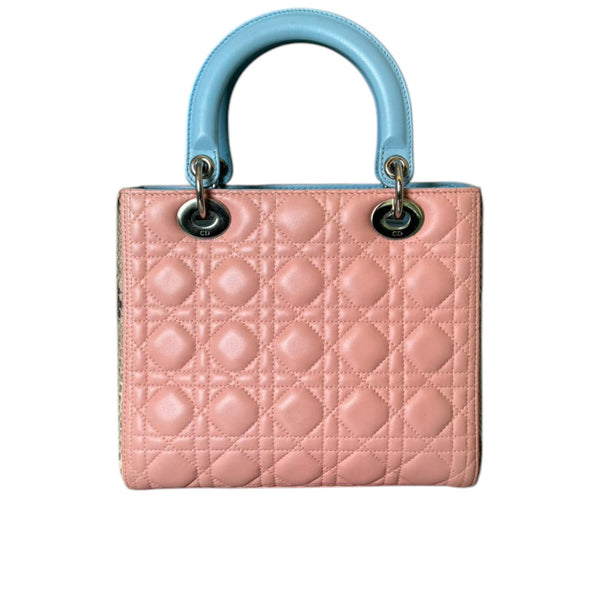 Christian Dior Lady Dior Medium Tri-Color Lambskin with Python Light ...