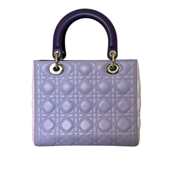 Christian Dior Lady Dior Tri-Color Medium Lambskin Purple Light Pink ...