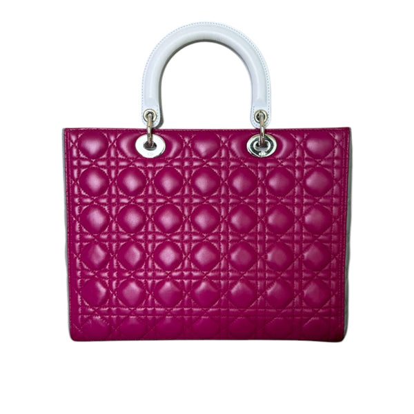 Christian Dior Lady Dior Tri-Color Large Lambskin Pink Grey Light Blue ...