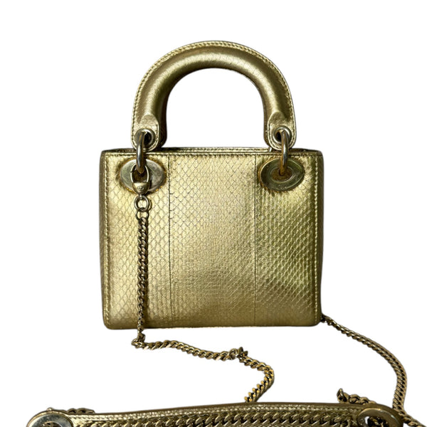 Christian Dior Lady Dior Mini Python Quilted Gold GHW – Bag Religion