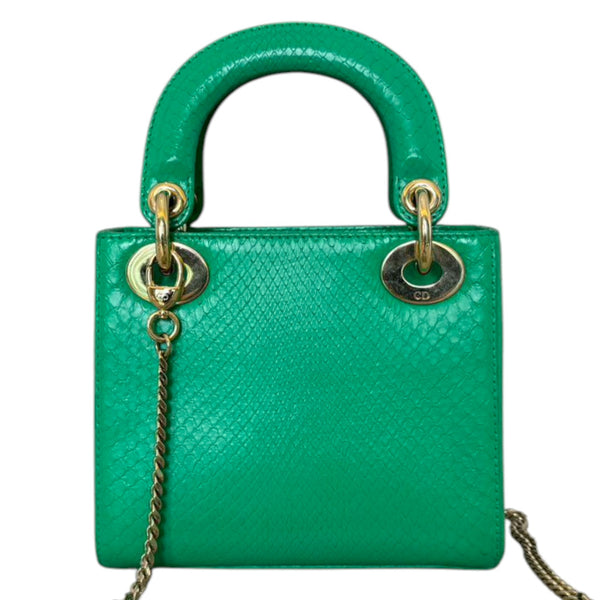 Christian Dior Lady Dior Mini Python Quilted Green GHW – Bag Religion