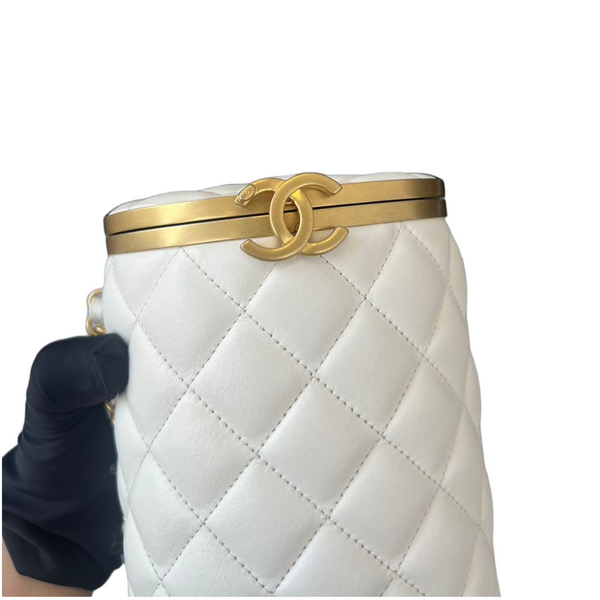 Chanel Crown Box Bag Lambskin White GHW | Exotic Beauty – Bag Religion