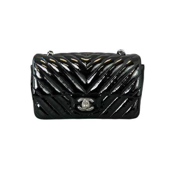 Chanel Mini Chevron Patent Black SHW – Bag Religion