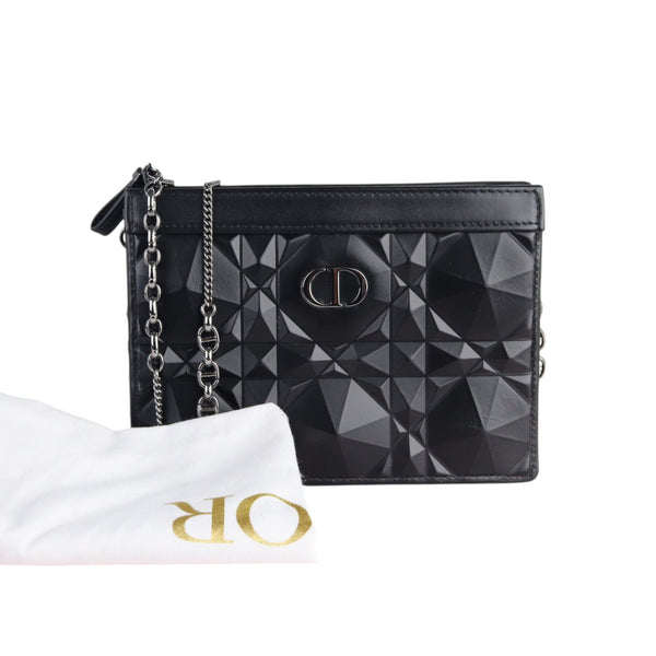 Christian Dior Caro Zipped Pouch with Chain Calfskin Black SHW – Bag ...