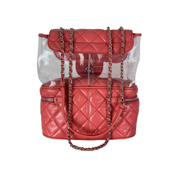 Pink Crinkled Leather and PVC Vanity Bag | Bag Religion